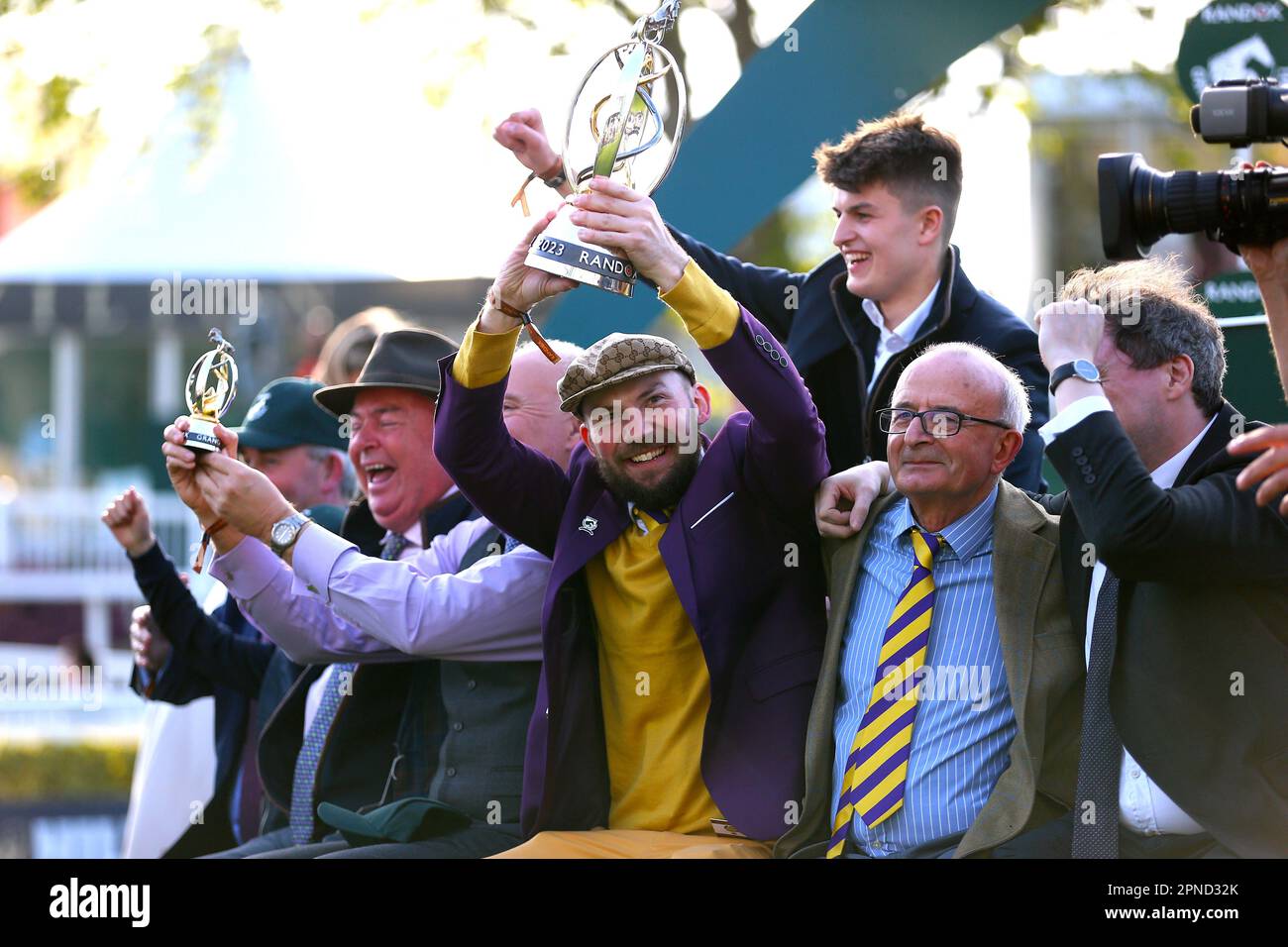 The winning co-owners of Corach Rambler, Cameron Sword, Thomas Kendall ...