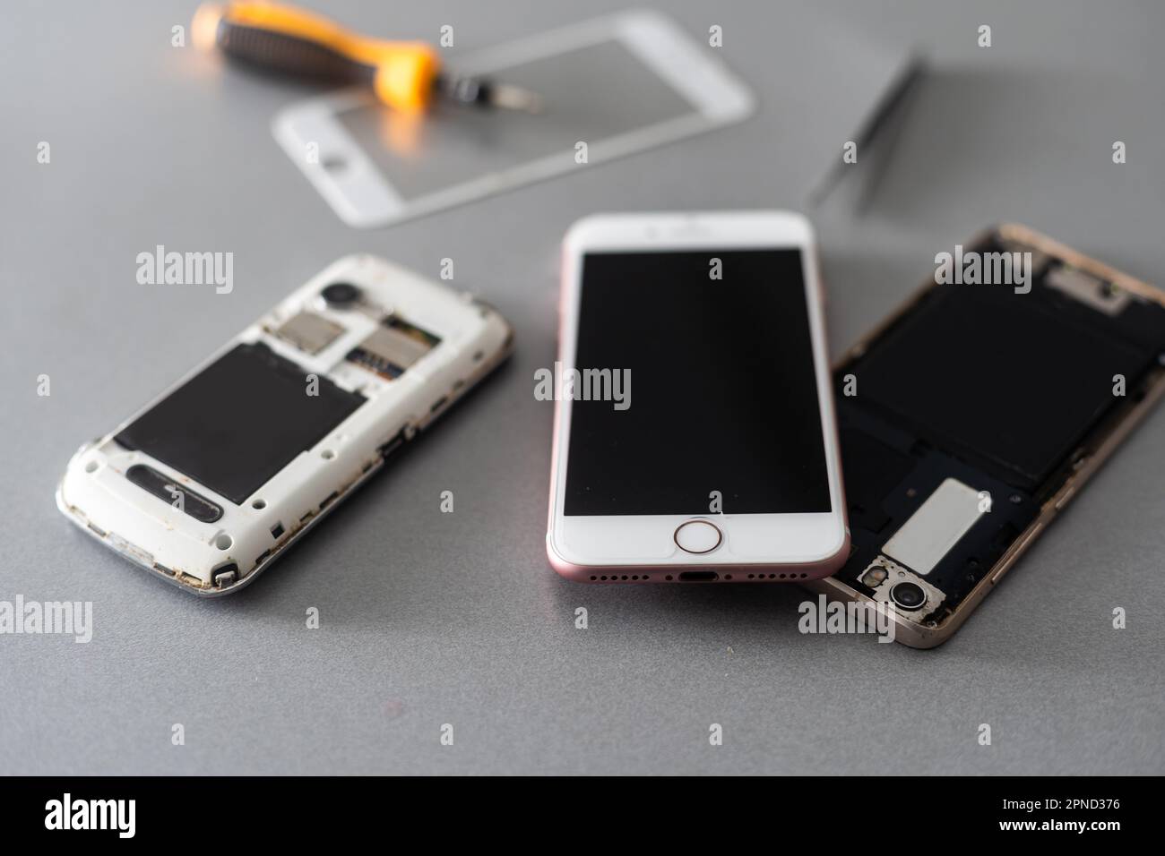 Close-up photos showing process of mobile phone repair Stock Photo - Alamy