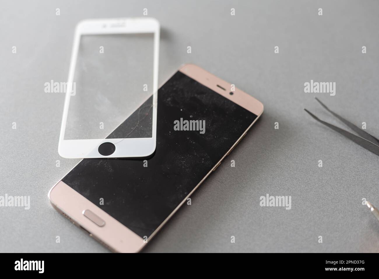 Close-up photos showing process of mobile phone repair Stock Photo - Alamy