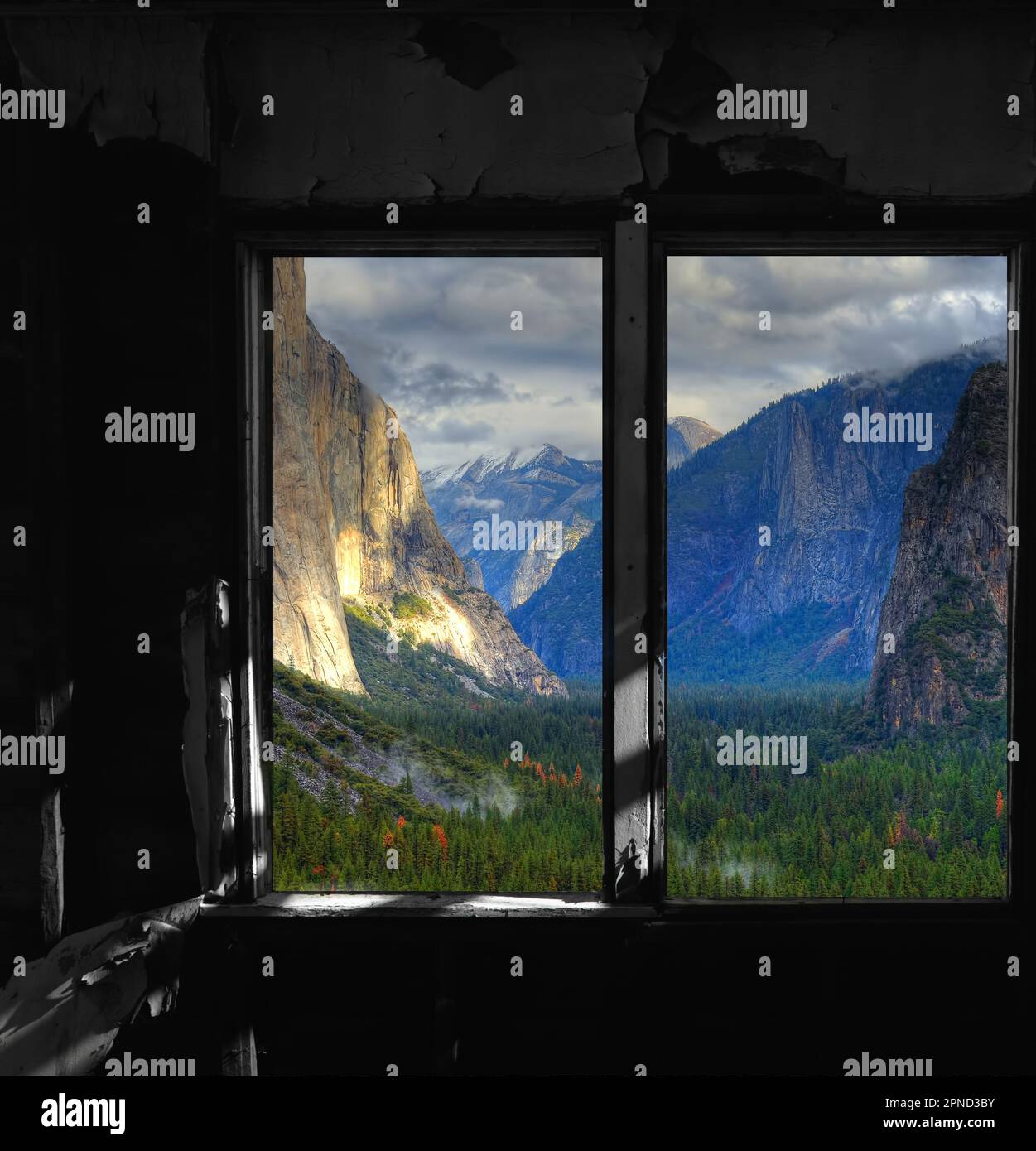 Through a window Yosemite Valley National Park California Stock Photo ...