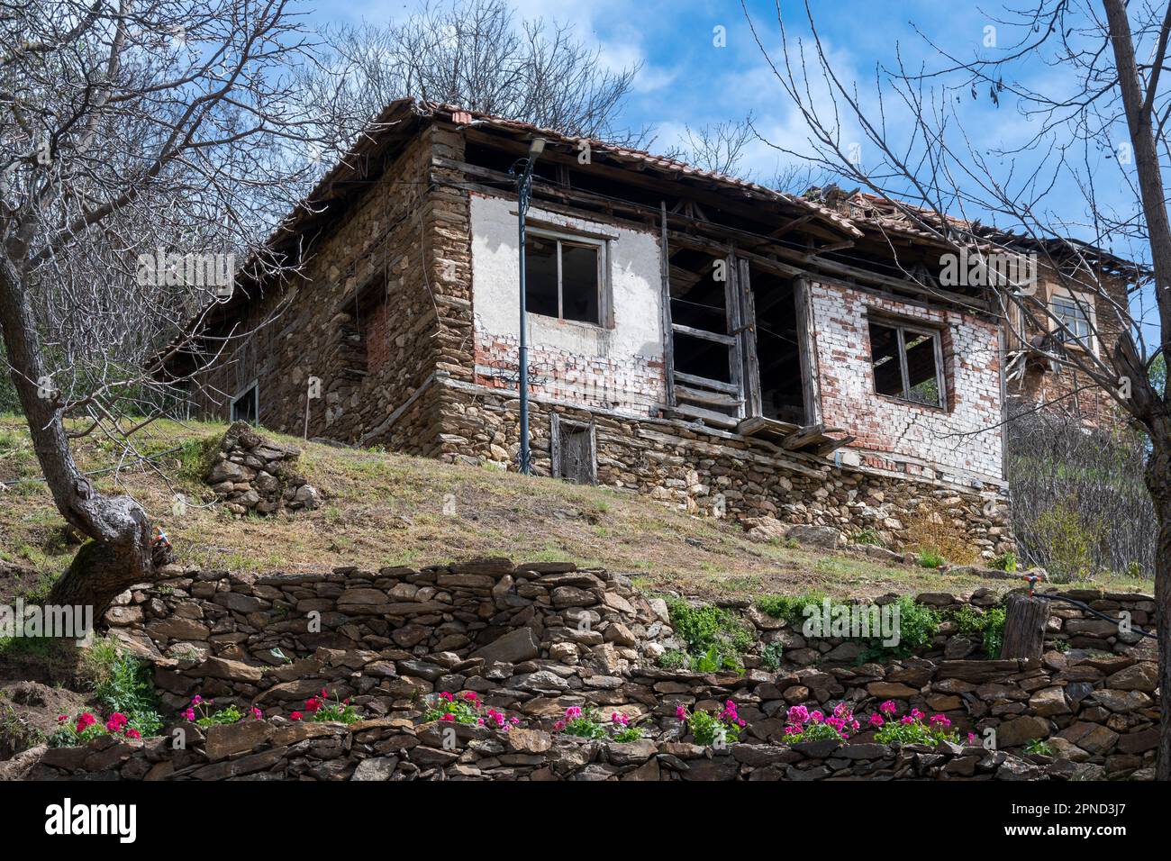 Panorama of Village of Dolene at Ograzhden Mountain, Blagoevgrad Region ...
