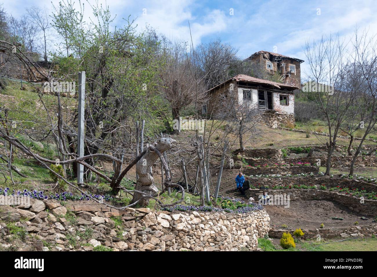 Panorama of Village of Dolene at Ograzhden Mountain, Blagoevgrad Region ...