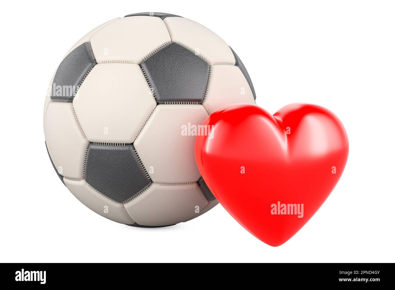 Soccer ball with red heart, 3D rendering isolated on white background ...