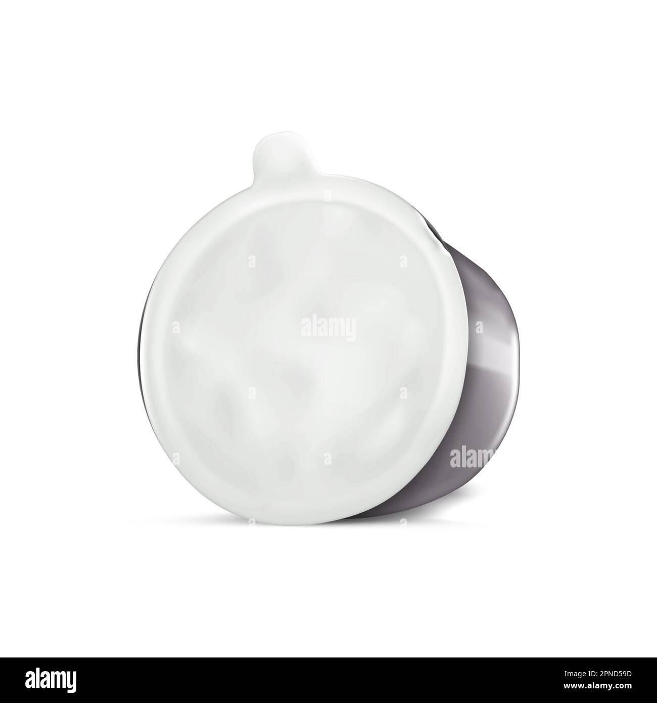 Liquid creamer single packaging vector mock-up. Small round plastic ...