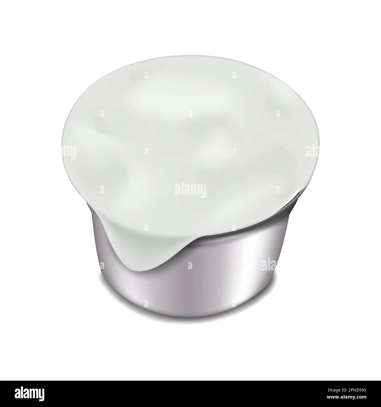 Liquid creamer single packaging vector mockup. Small round plastic ...