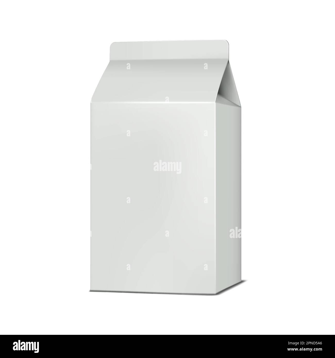 Blank white gable top carton realistic vector mockup. Paperboard box ...