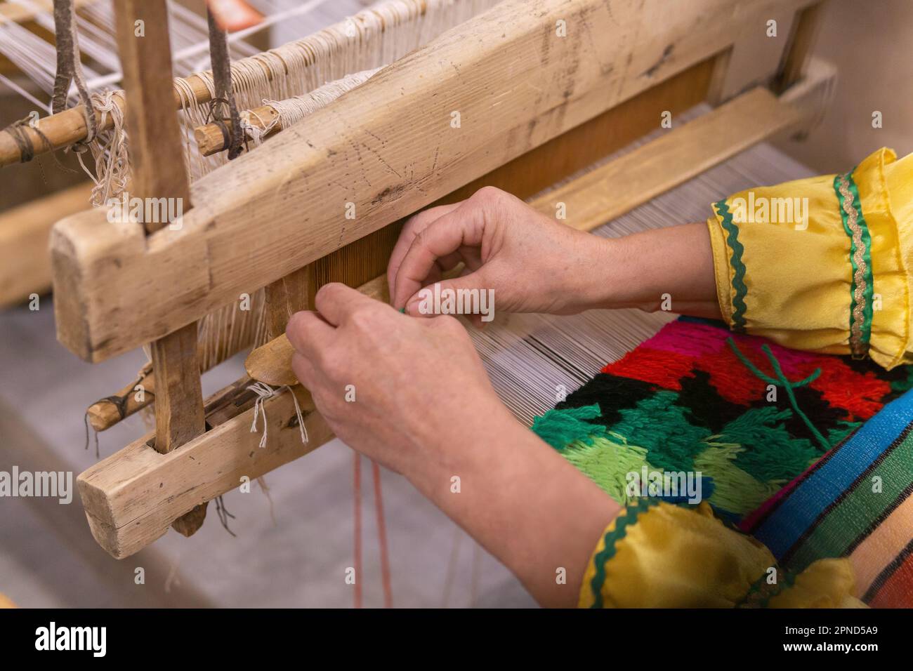 Perm, Russia - February 22, 2023: tapestry weaving process on a ...