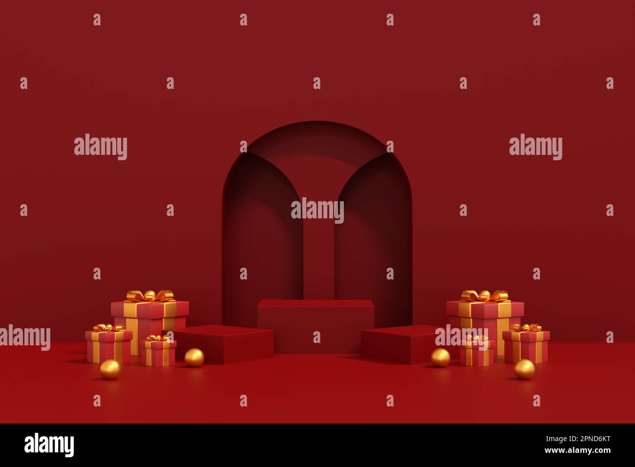 red podium minimal on stage with sweet red platform. stage to show ...