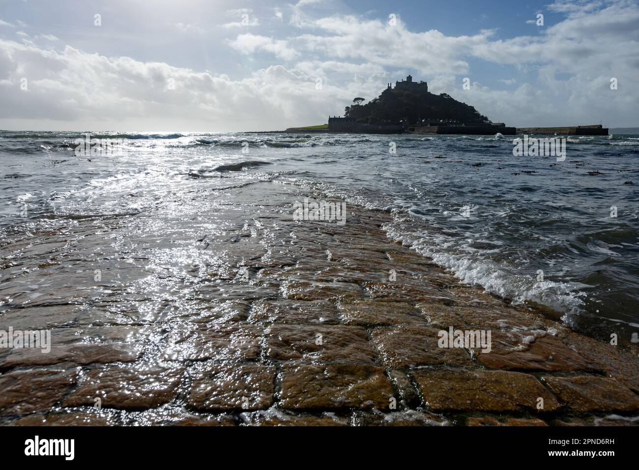St Micheal's Mount at high tide on the 30th October 2022. St Micheal's ...