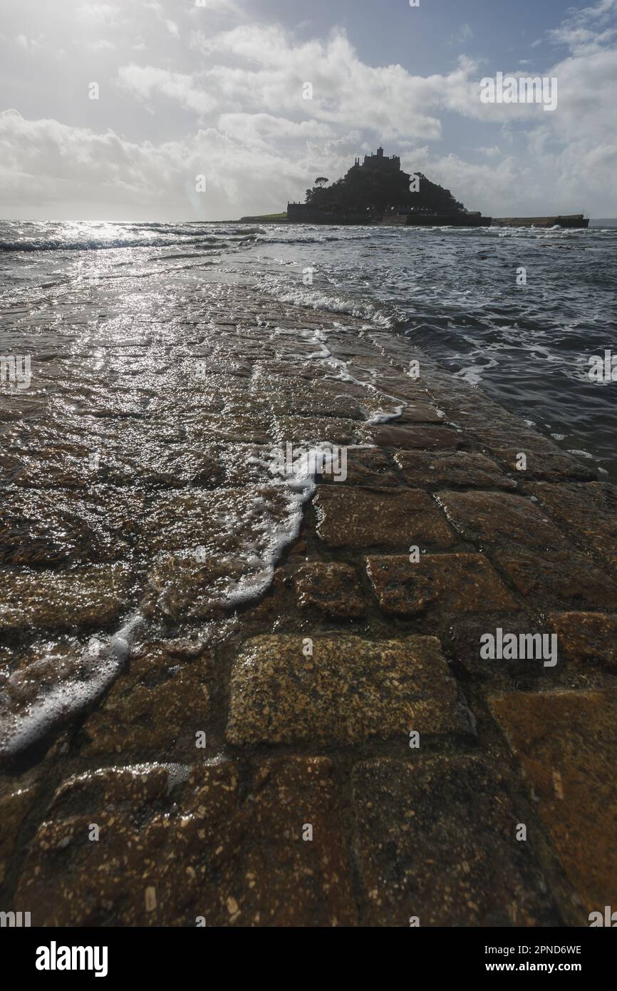 St Micheal's Mount at high tide on the 30th October 2022. St Micheal's ...