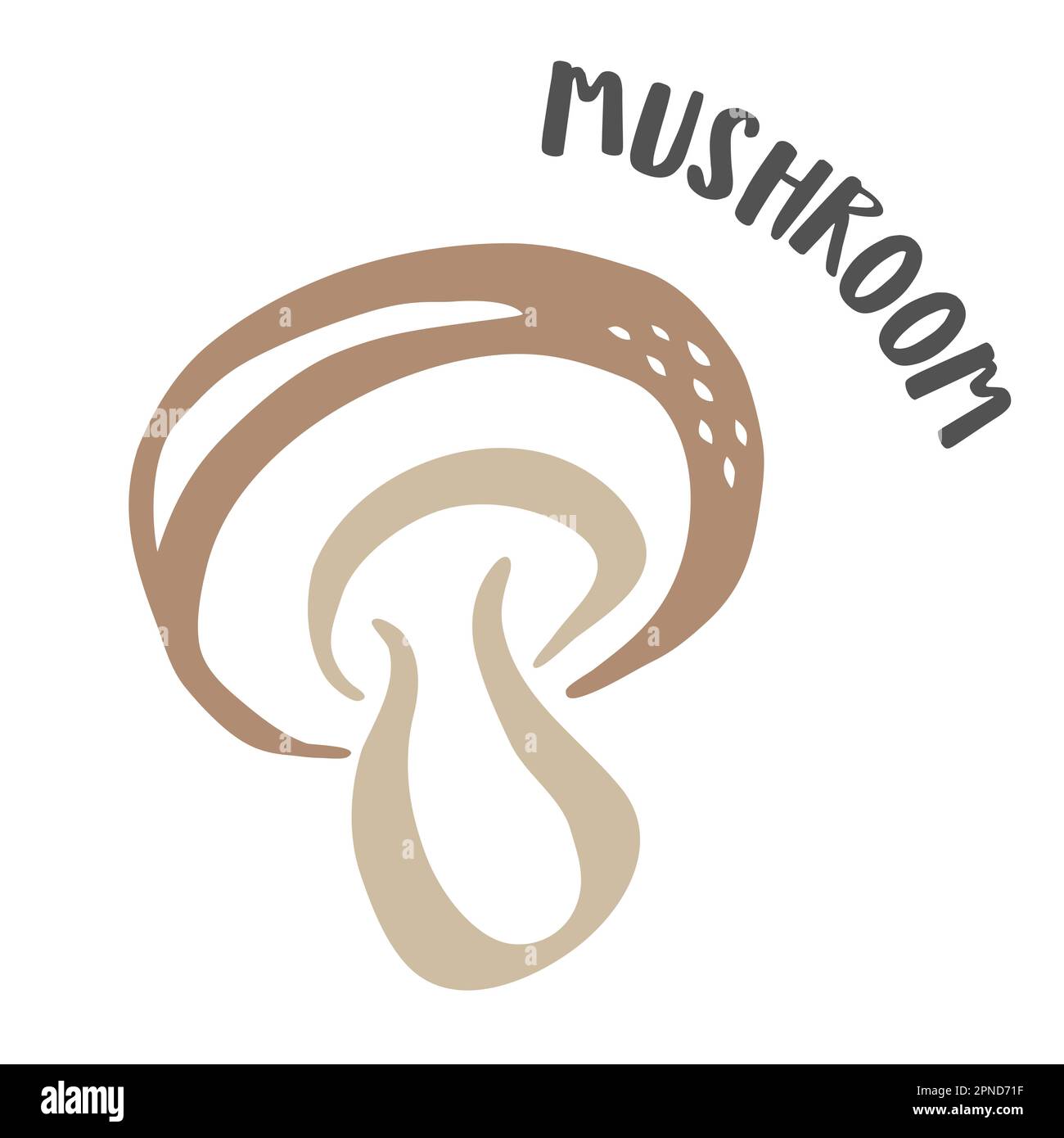 Mushroom drawing hand painted with ink brush isolated on white ...