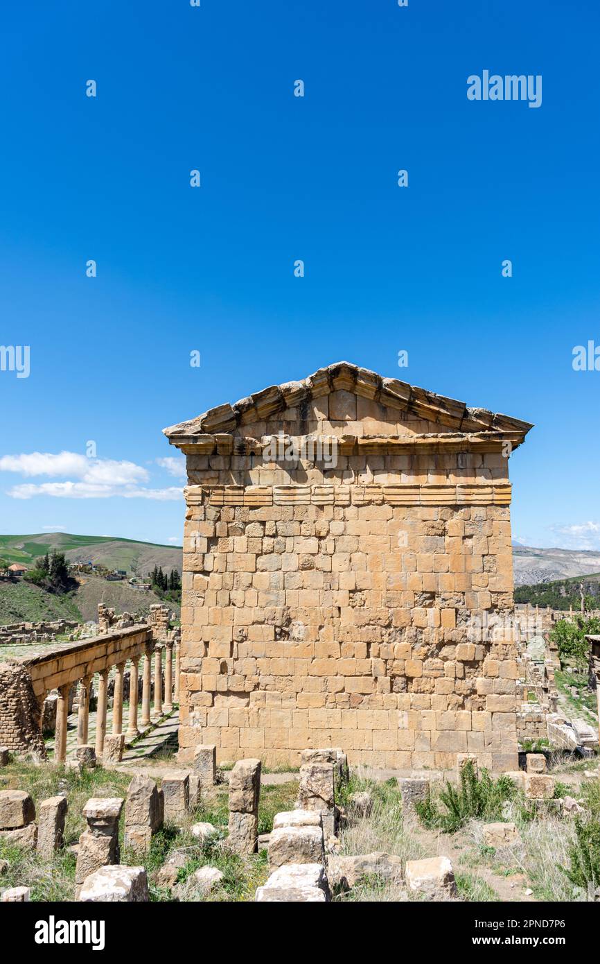 View of (Temple of Gens Septimia) in the ancient city of Cuicul-Djemila ...