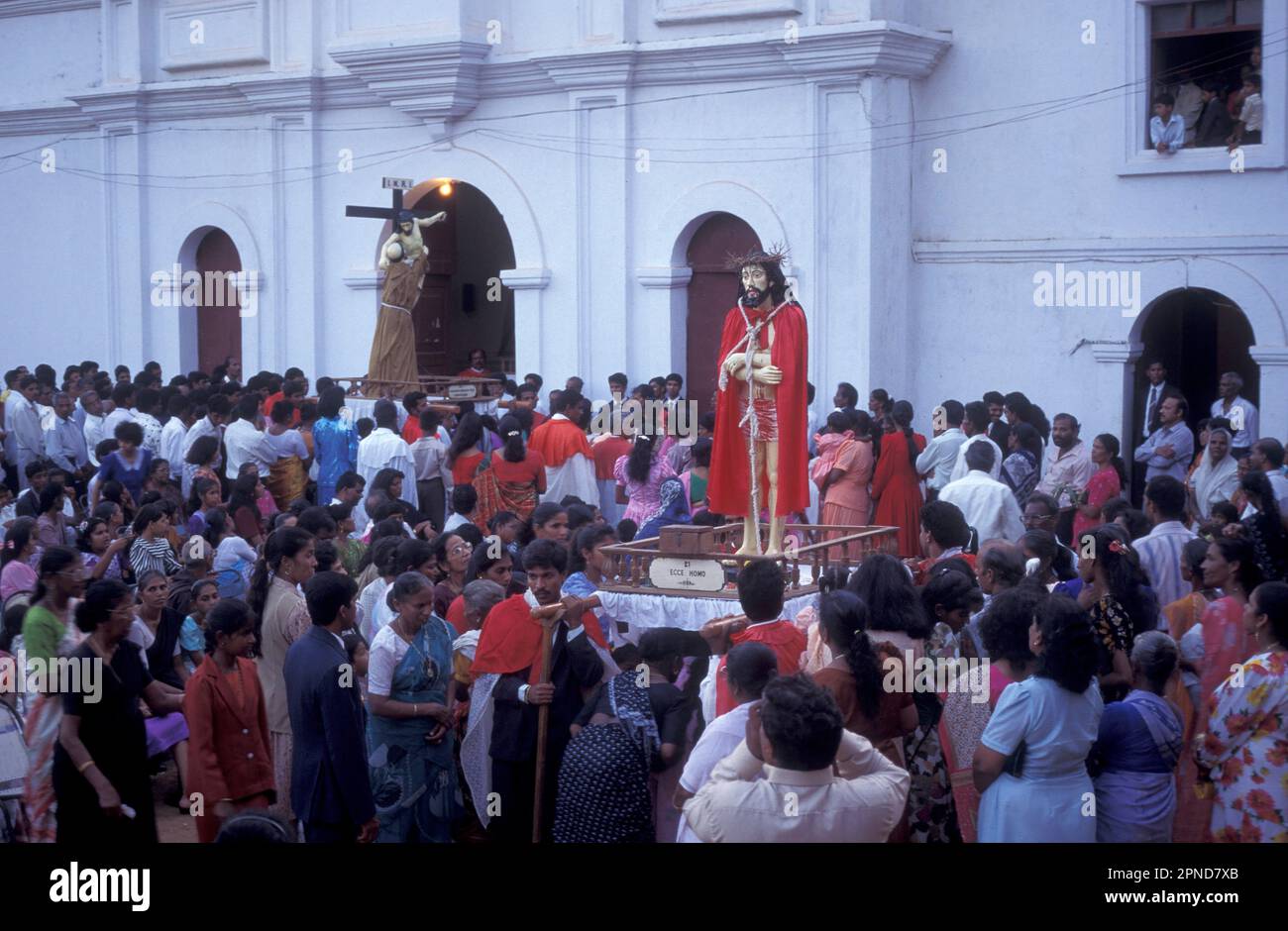 a ceremony and procession of Good Friday at the church of Igreja do Esp ...