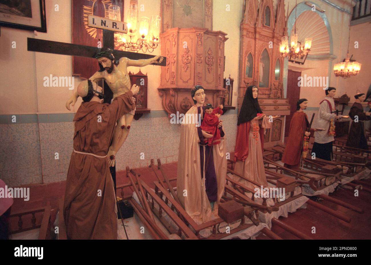 a ceremony and procession of Good Friday at the church of Igreja do Esp ...