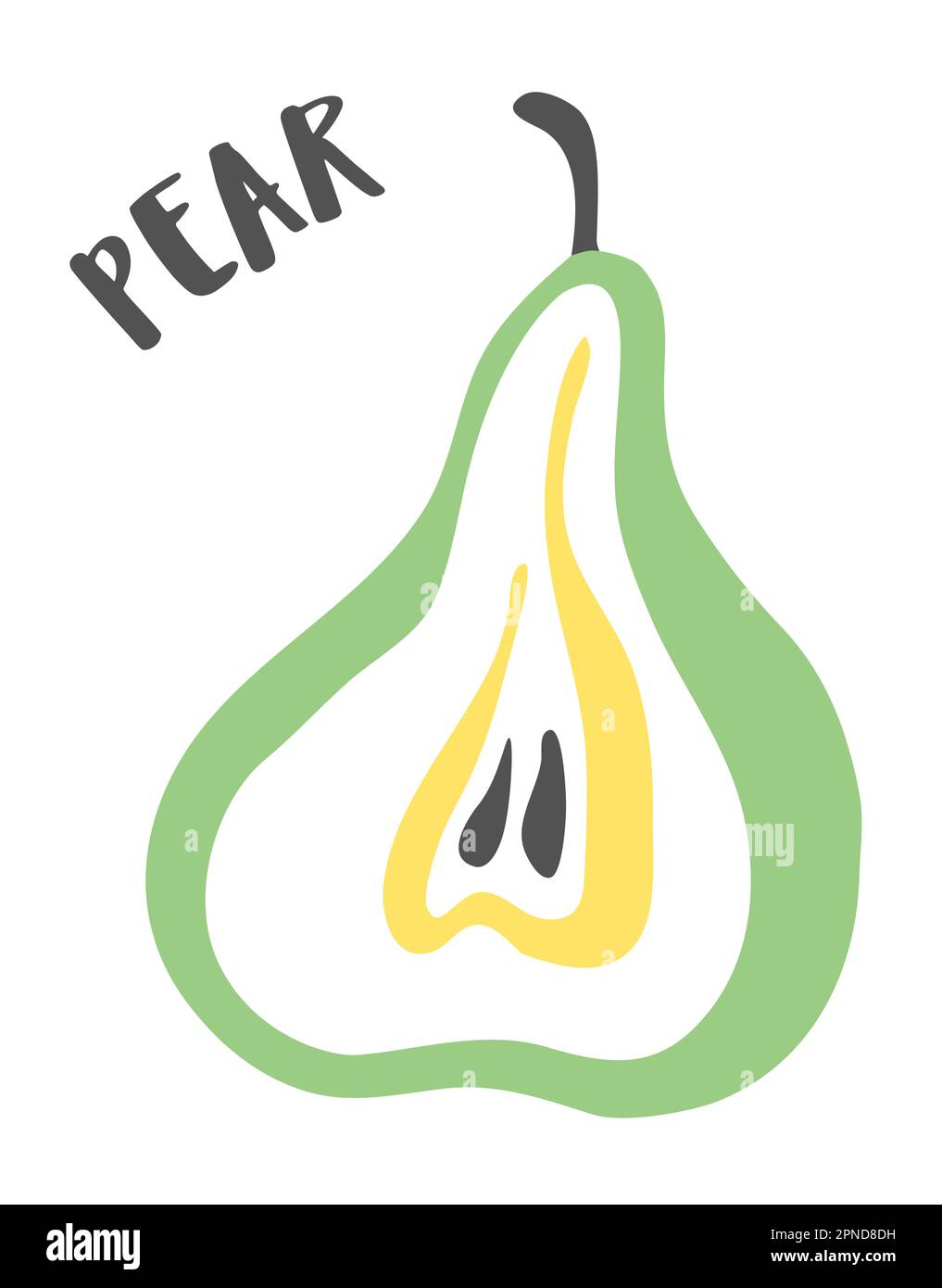 Pear drawing hand painted with ink brush isolated on white background ...