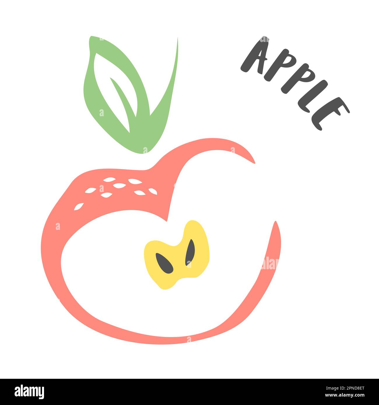 Apple drawing hand painted with ink brush isolated on white background ...