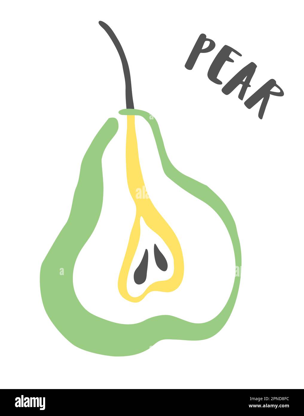 Pear drawing hand painted with ink brush isolated on white background ...