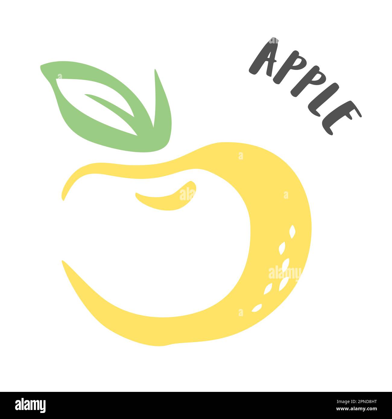 Apple drawing hand painted with ink brush isolated on white background ...