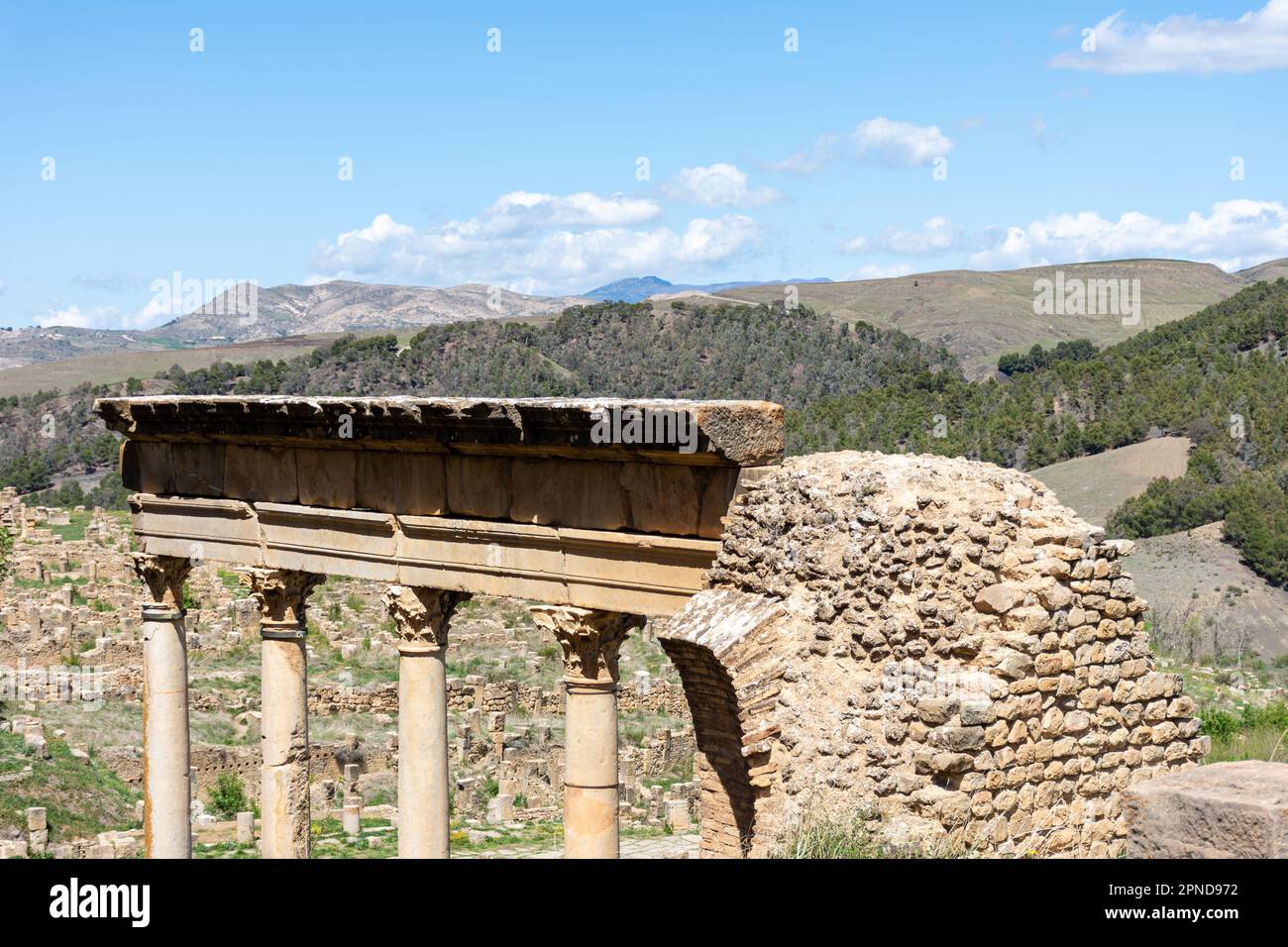 Roman ruins in the ancient city of Cuicul-Djemila. UNESCO world ...