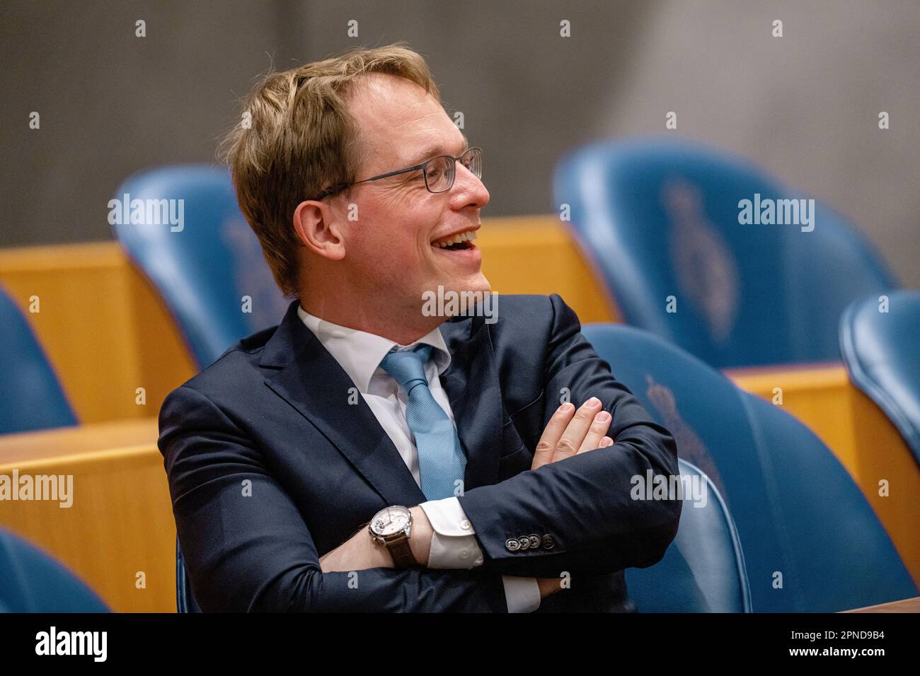 DEN HAAG, NETHERLANDS - APRIL 18: Pepijn van Houwelingen (FVD) during ...
