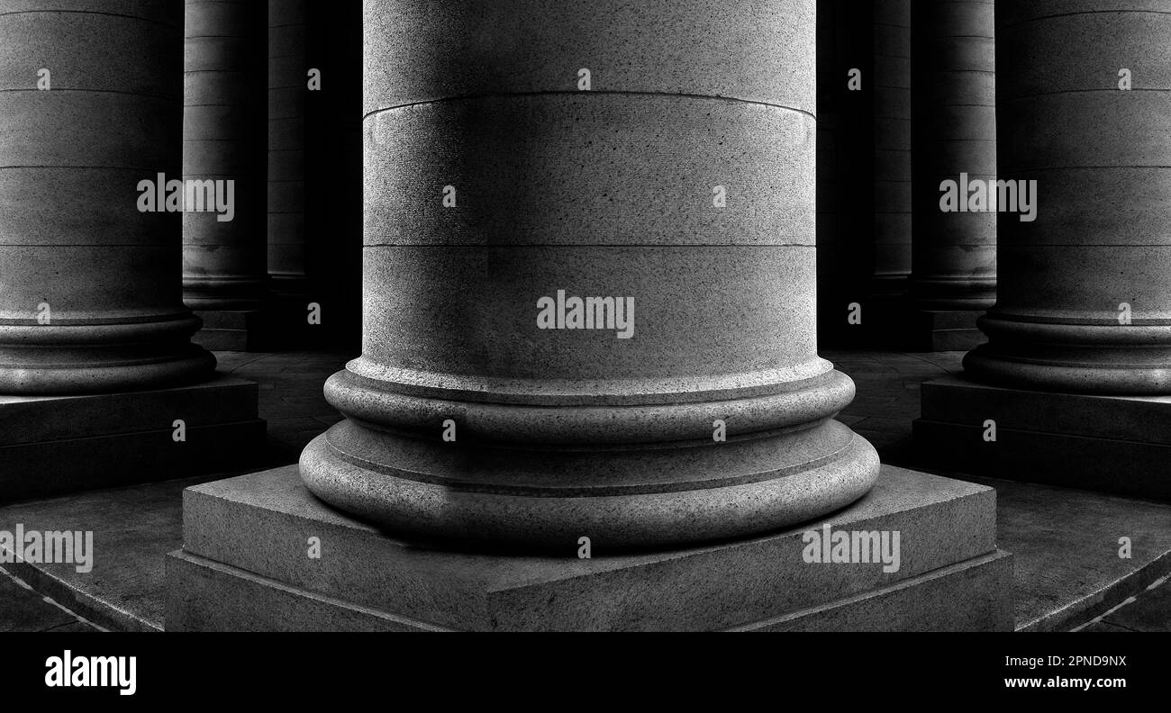 Columns on old building bank courthouse architecture construction Stock ...