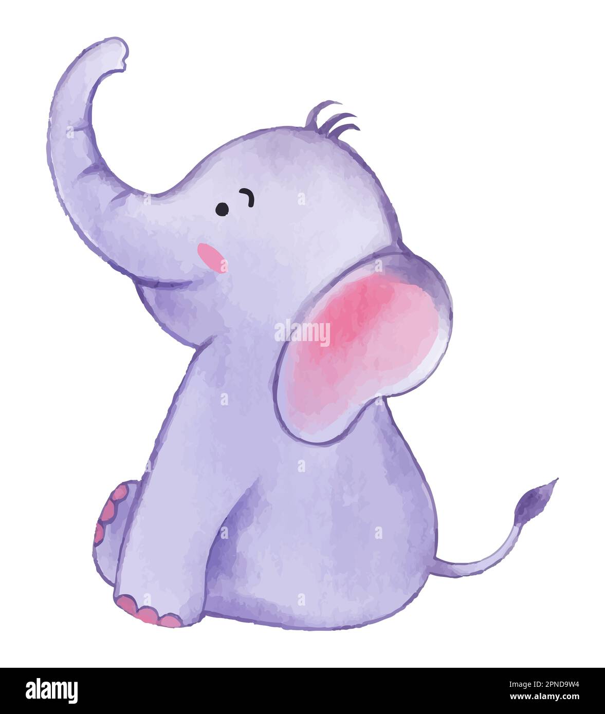 Elephant . Watercolor paint design . Cute animal cartoon character ...
