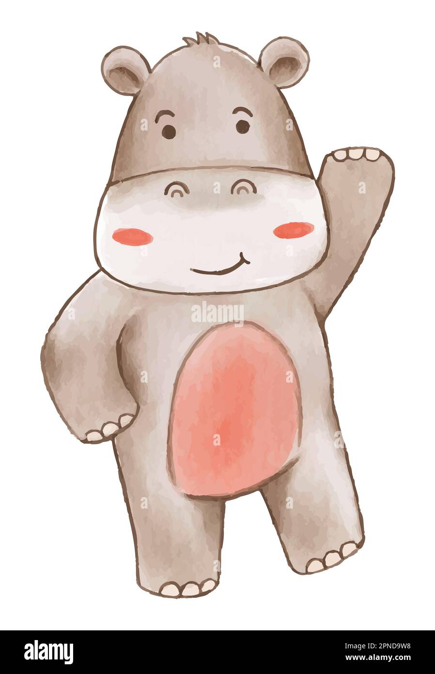 Hippopotamus . Watercolor paint design . Cute animal cartoon character ...