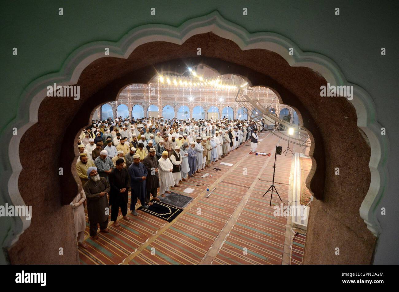 Peshawar. 17th Apr, 2023. Muslims attend Laylat al-Qadr night prayers ...