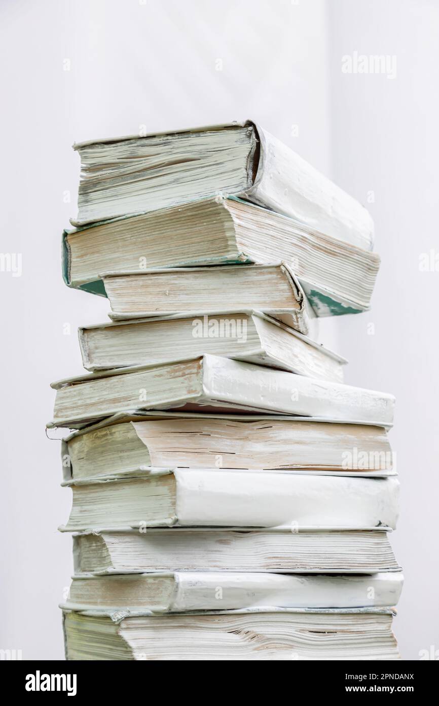 stack of stacked blank books on white background Stock Photo - Alamy