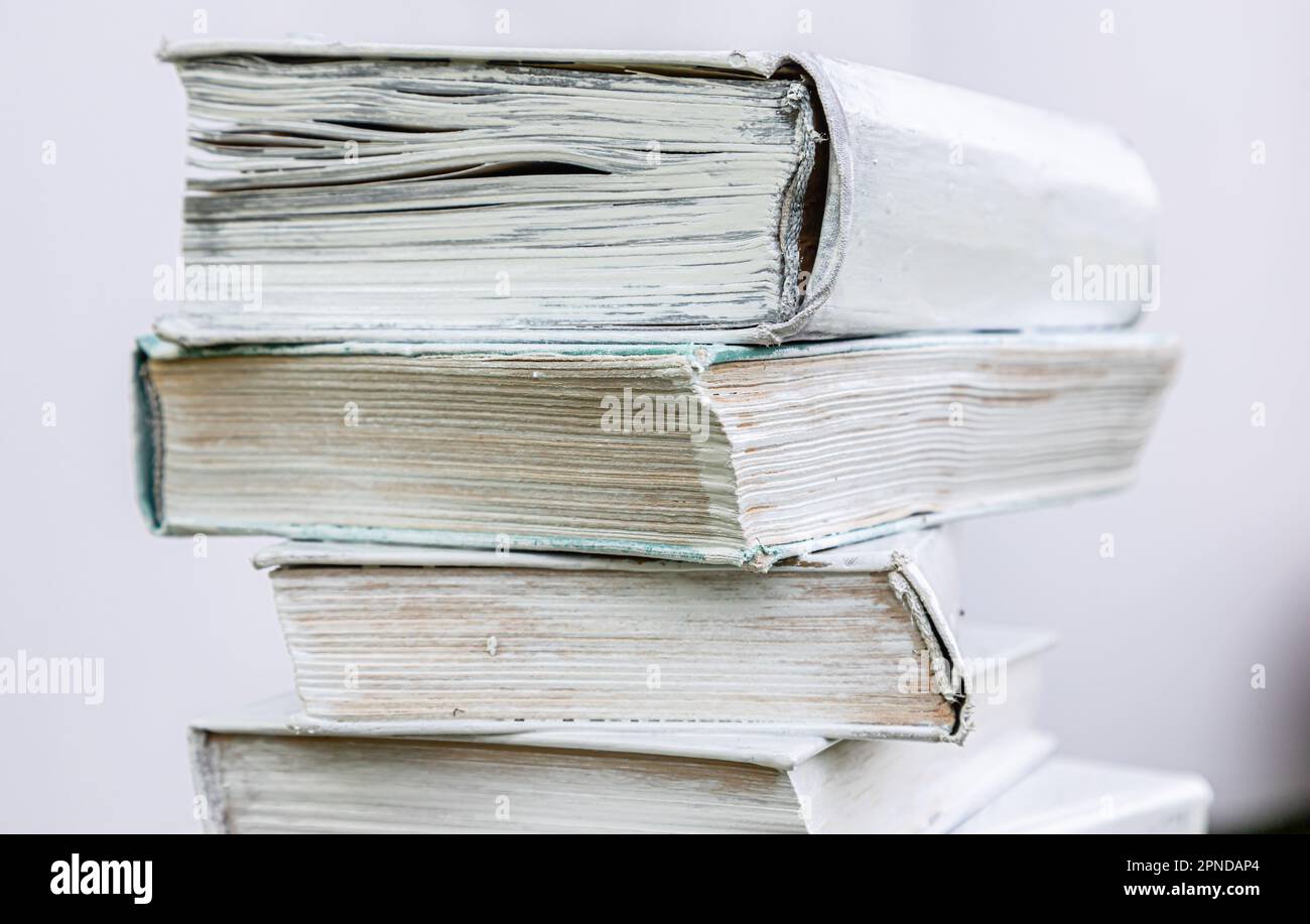 stack of stacked blank books on white background Stock Photo - Alamy