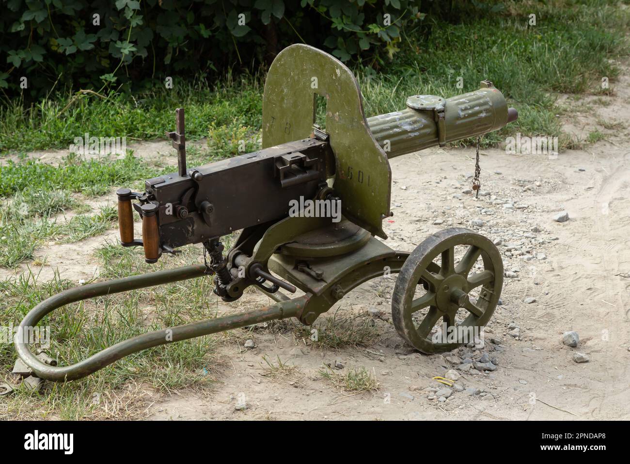 The ancient machine gun system of Old Maxim close up Stock Photo - Alamy