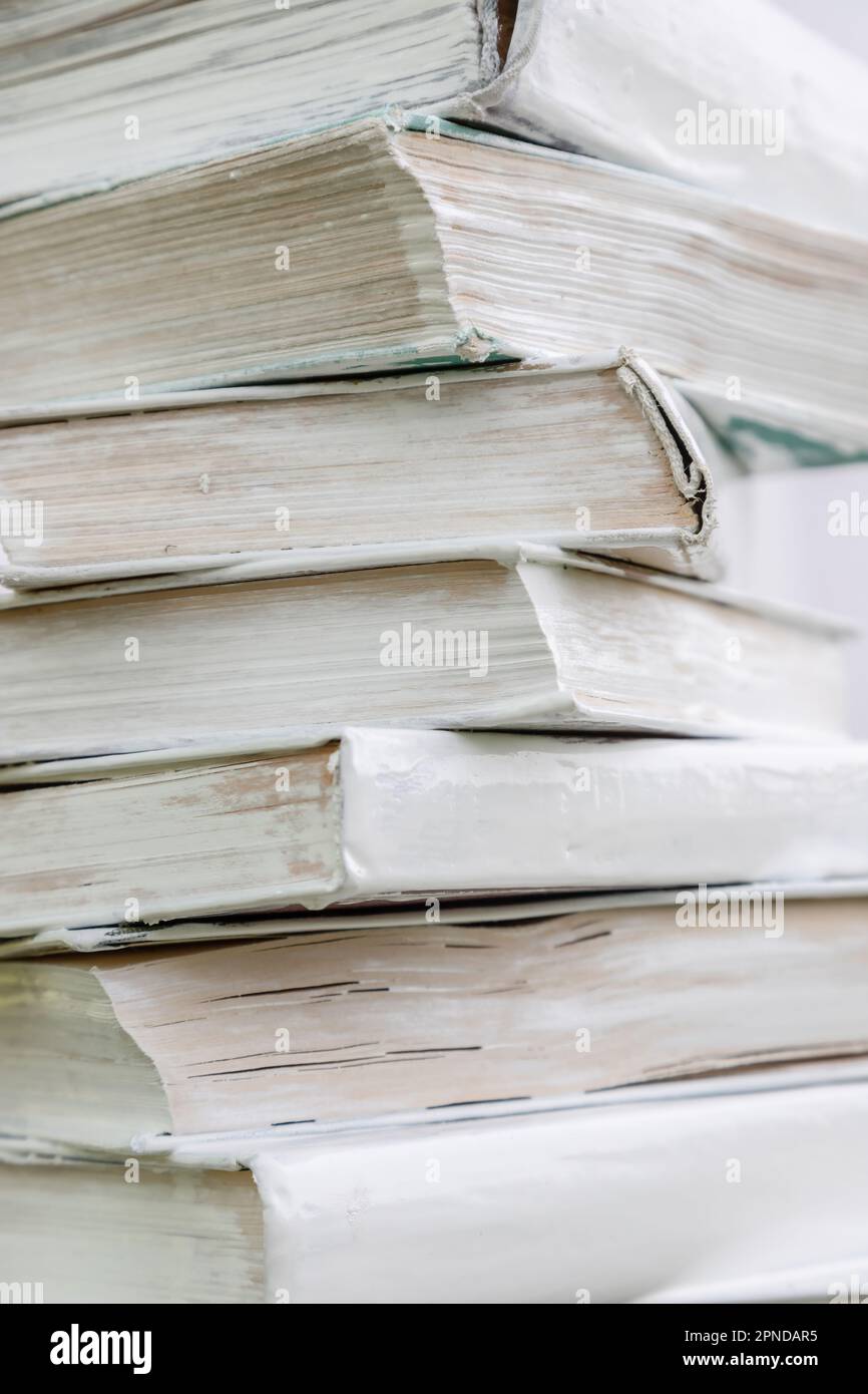 stack of stacked blank books on white background Stock Photo - Alamy