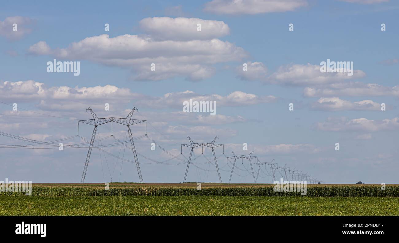 Overhead power line, power transmission line, support of high-voltage ...