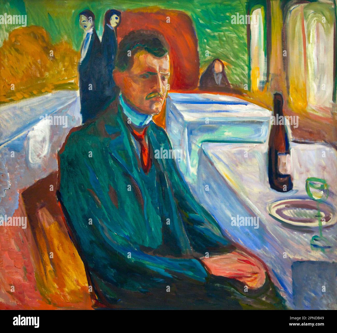 Self-portrait with Bottle of Wine, 1906, Edvard Munch, Munch Museum and ...