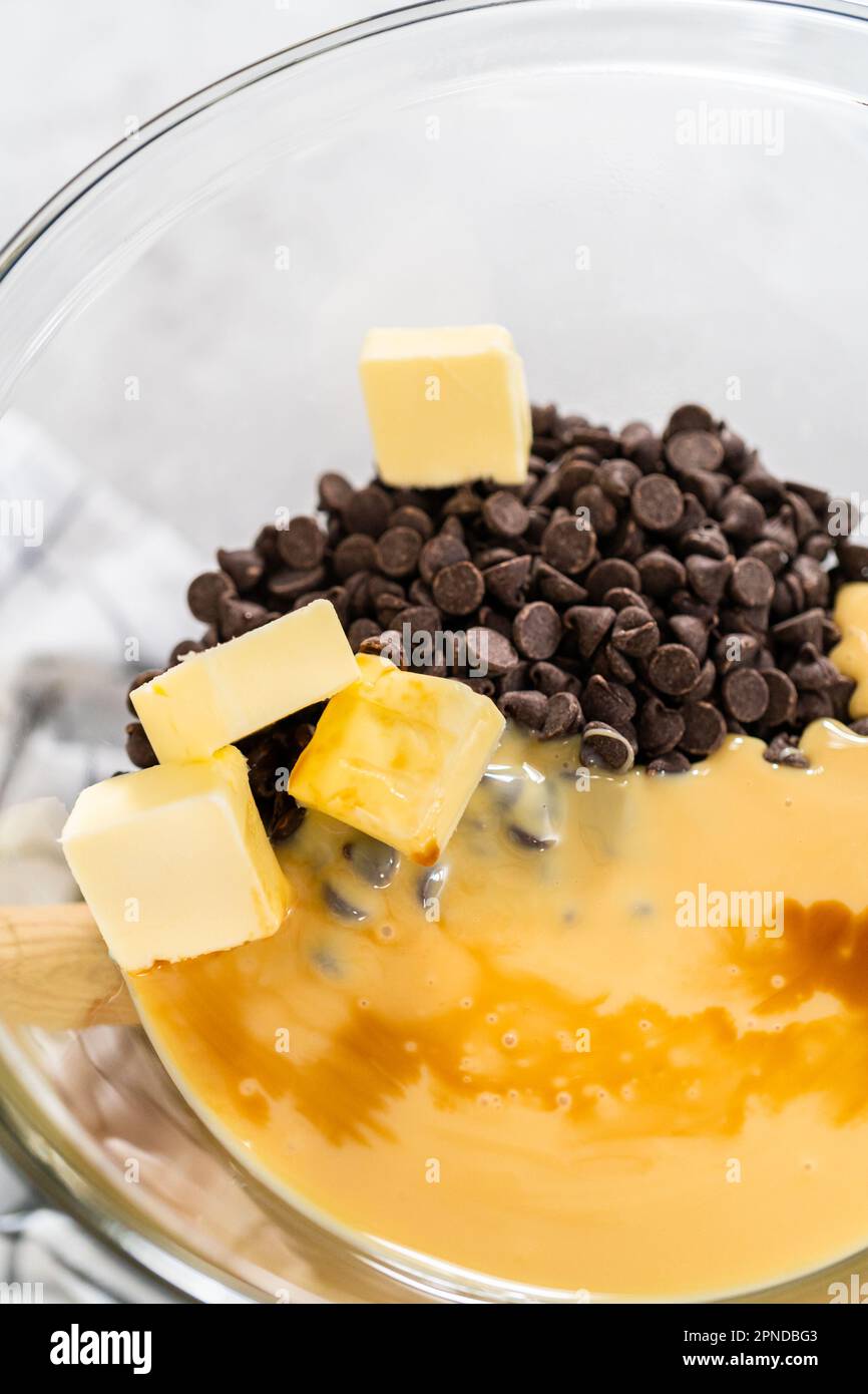 Chocolate macadamia fudge Stock Photo - Alamy
