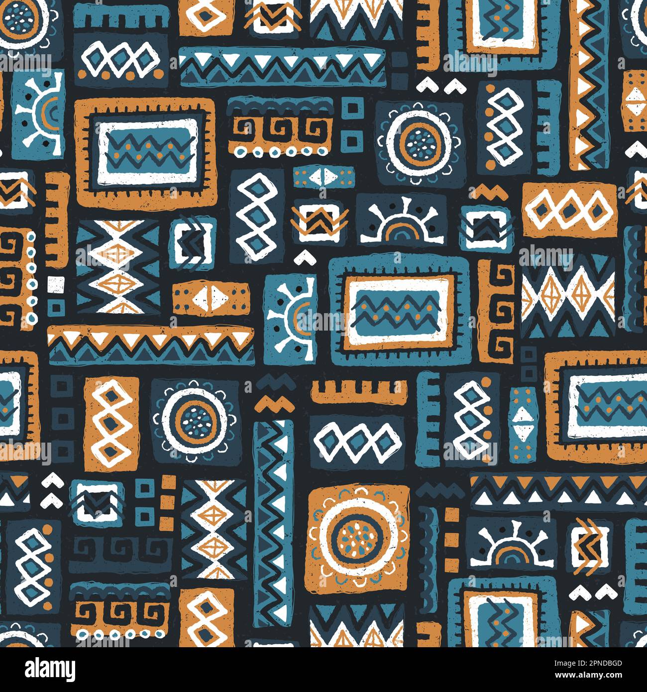 Hand drawn abstract seamless pattern, ethnic background, african style ...