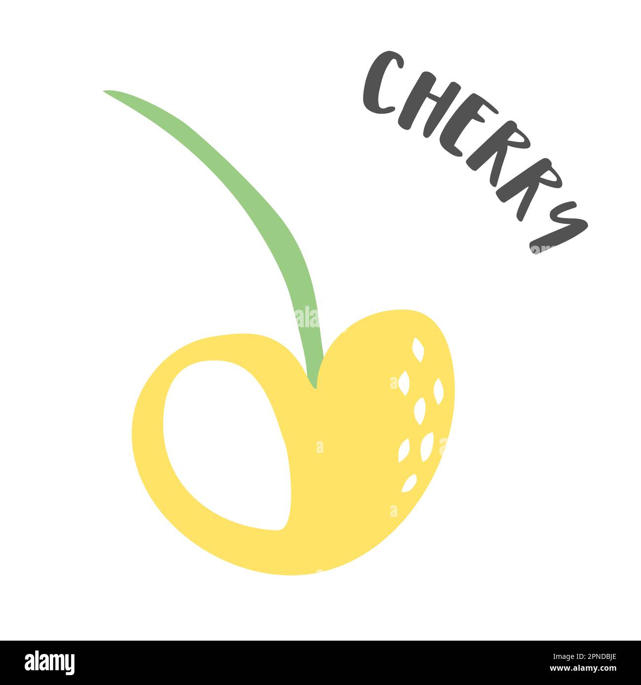 Cherry drawing hand painted with ink brush isolated on white background ...