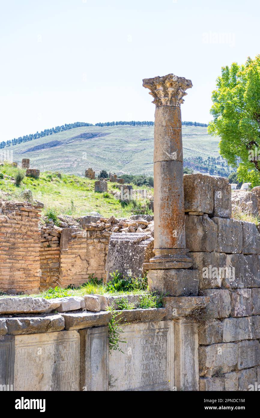 Roman ruins in the ancient city of Cuicul-Djemila. UNESCO world ...
