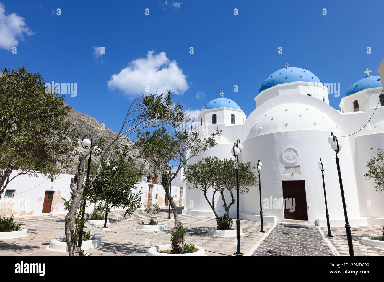 Church of the Holy Cross in Perissa on the Greek island of Santorini ...