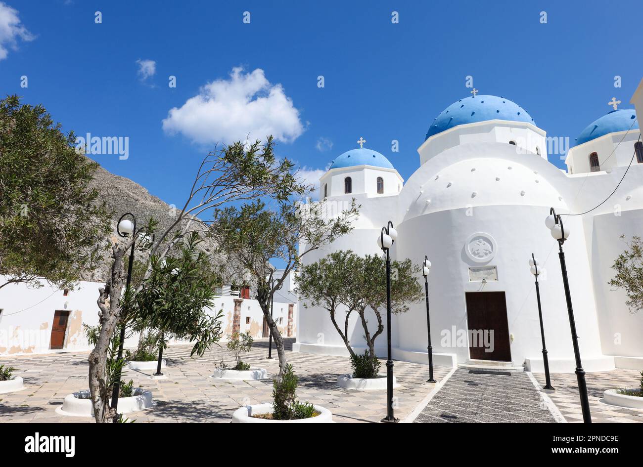 Church of the Holy Cross in Perissa on the Greek island of Santorini ...