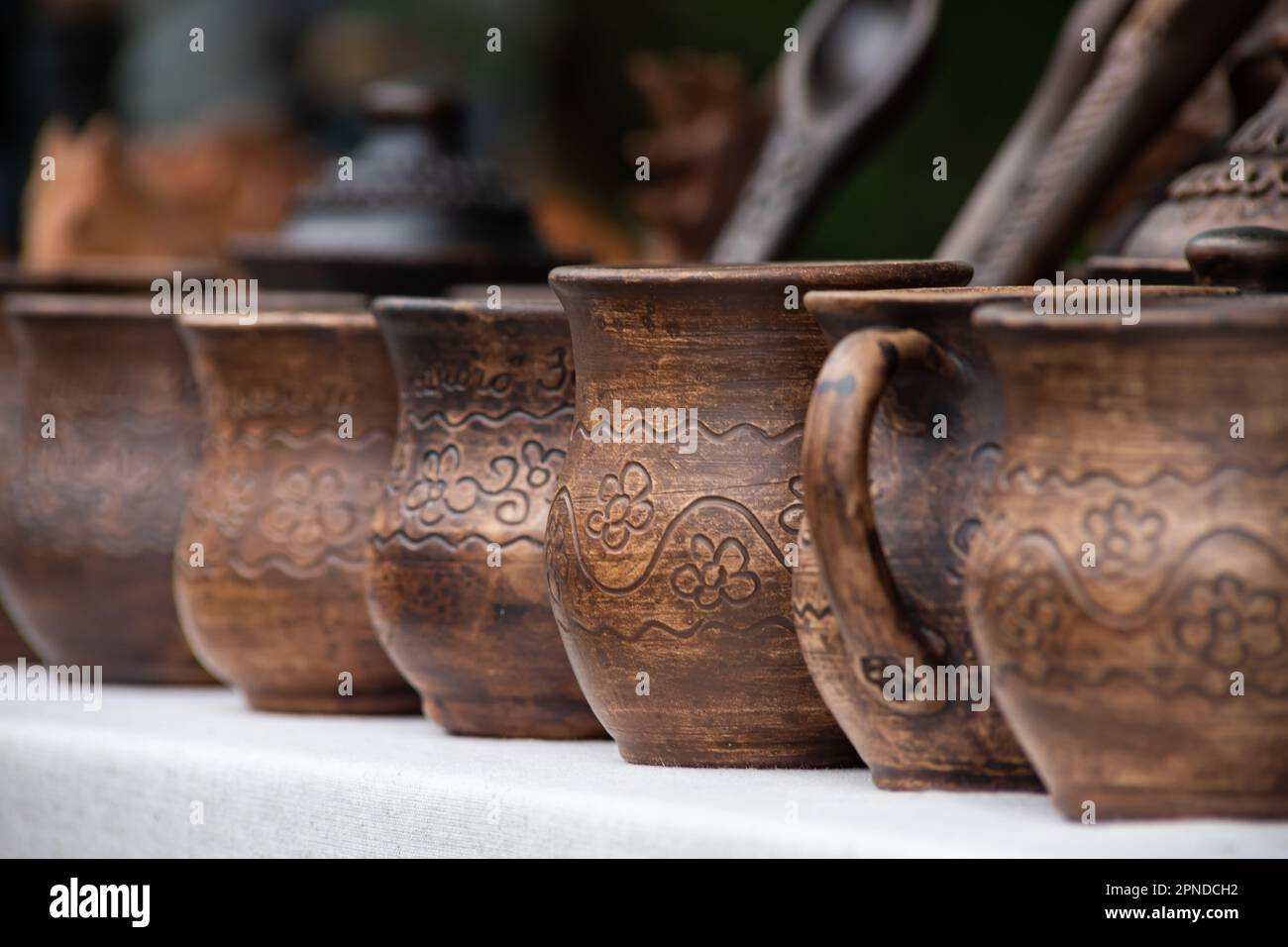 Traditional homemade ceramic pots on traditional crafts fair Stock ...