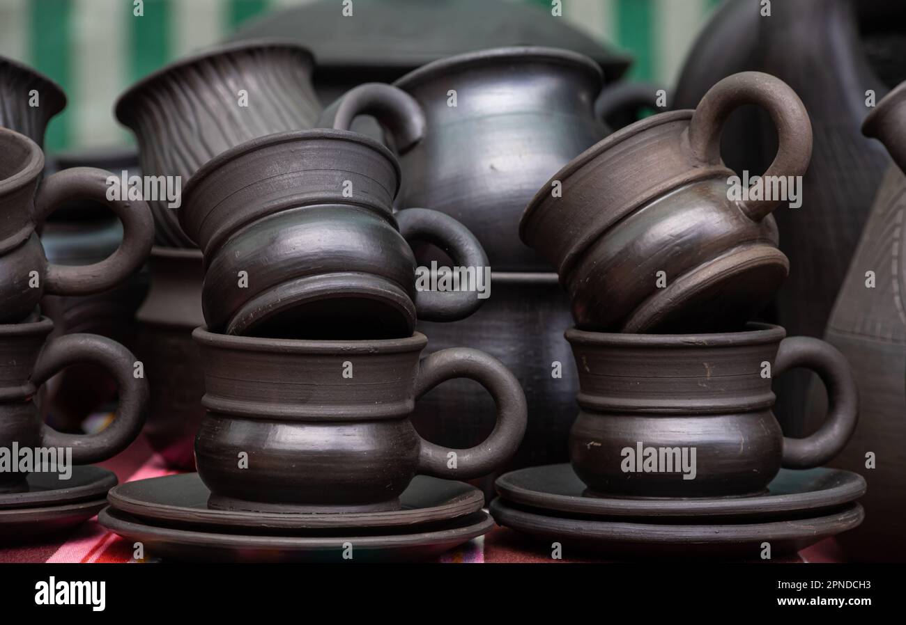 Traditional homemade ceramic pots on traditional crafts fair Stock ...