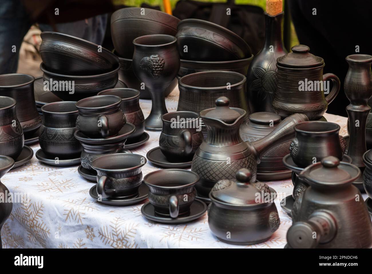 Traditional homemade ceramic pots on traditional crafts fair Stock ...