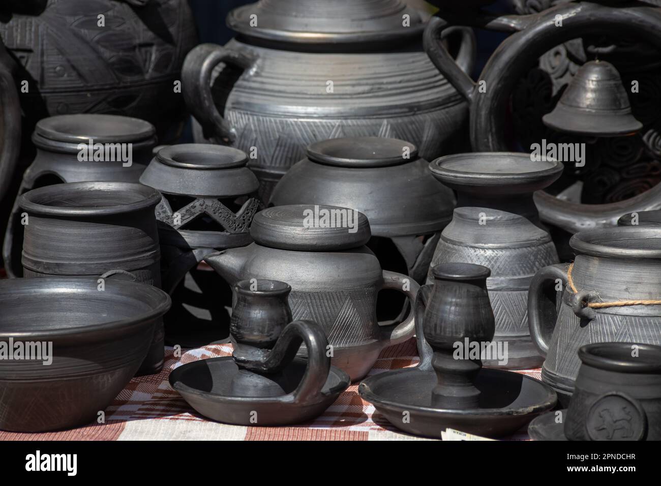 Traditional homemade ceramic pots on traditional crafts fair Stock ...
