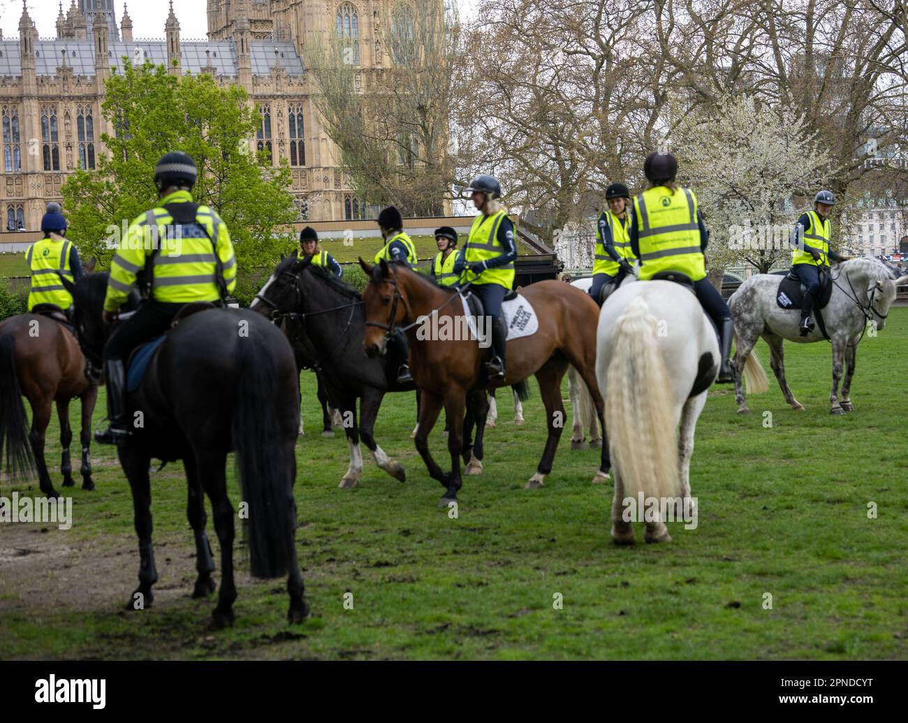London, UK. 18th Apr, 2023. ten horses, with an escort from the ...
