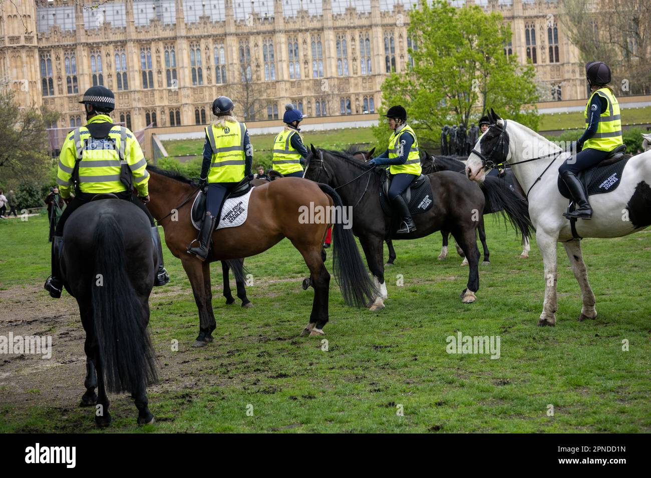 London, UK. 18th Apr, 2023. ten horses, with an escort from the ...