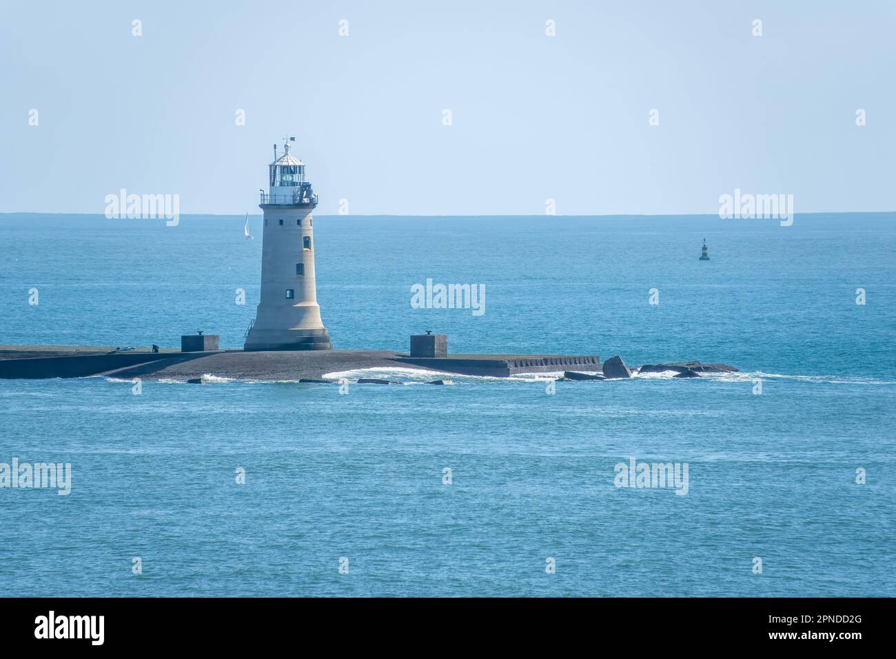 view of Plymouth Breakwater Lighthouse Devon England Stock Photo - Alamy