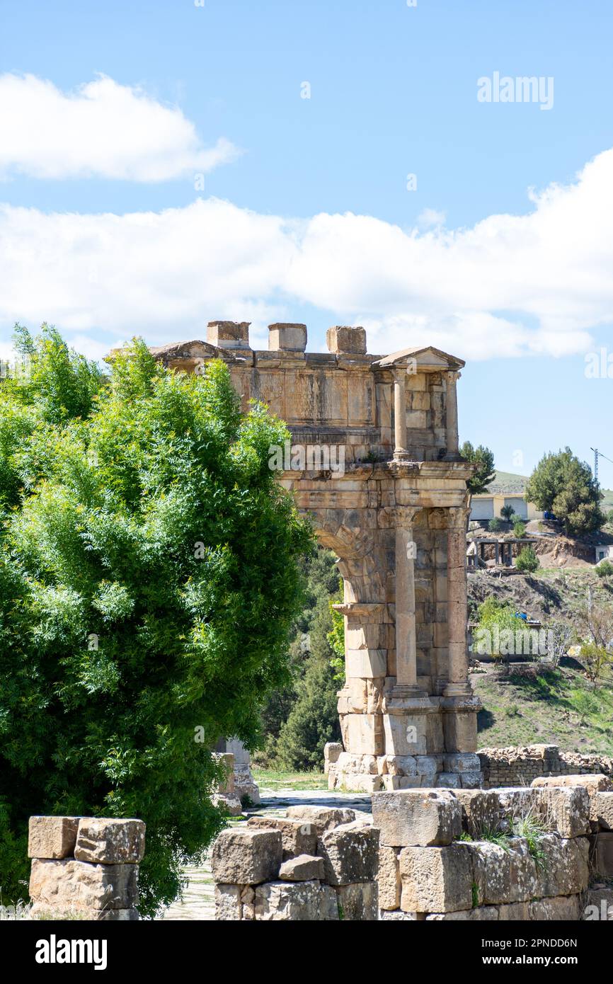 View of the Arch of Caracalla in the ancient Roman city of Cuicul ...
