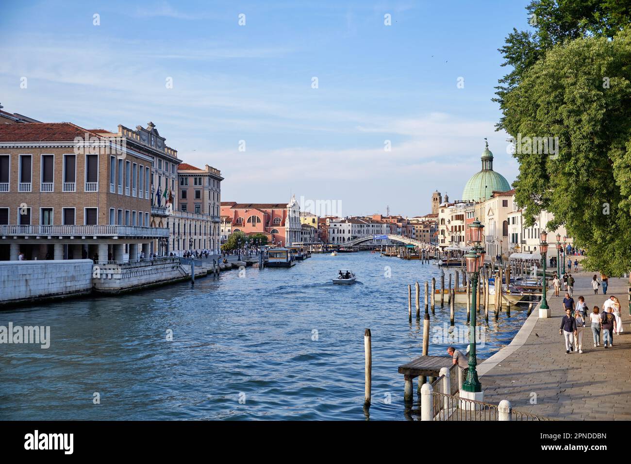 Venice: landscape with the image of boats on a channel in Venice Stock ...