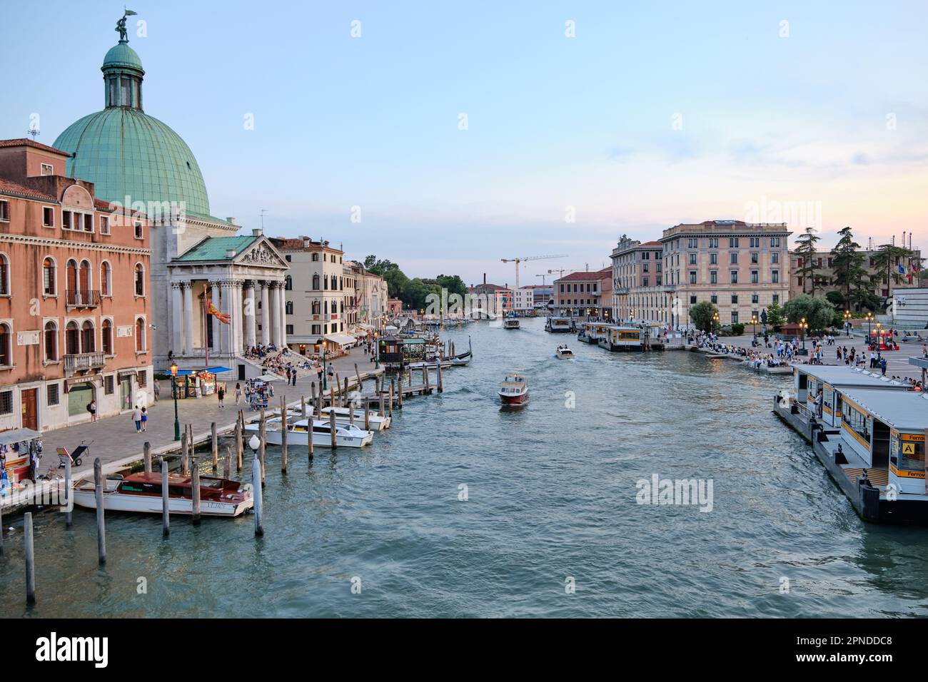 Venice, Italy: View of night venice city lights grand canal with Chiesa ...